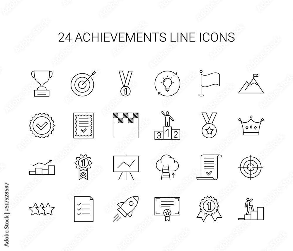 Line icon set. Achievements pack. Vector Illustration Stock Vector ...