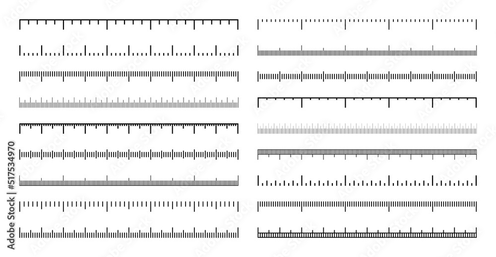 Various measurement scales with divisions. Realistic scale for ...