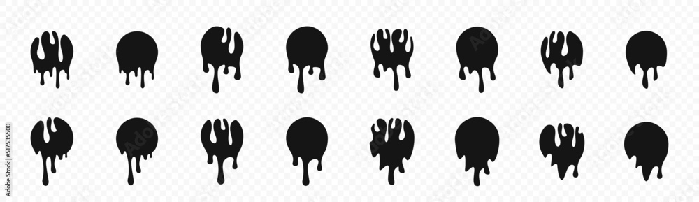 Paint drop vector icons. Ink drops and splashes. Paint drop shapes ...