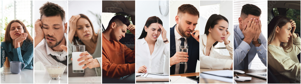 Collage with photos of tired people. Banner design Stock Photo | Adobe ...