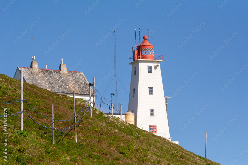 The view of the lighthouse at Nature Reserve on Hornoya Island ...