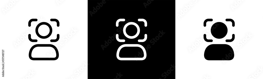 Face recognition icon. Biometric scan symbol. Approved face recognition ...
