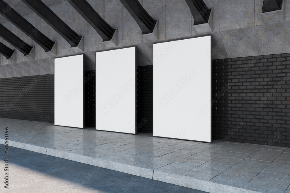 Creative 3d rendering image of outdoor concrete and brick bridge wall ...