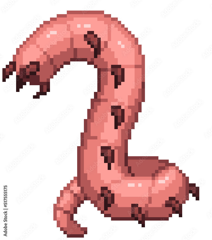 An 8-bit retro-styled pixel-art illustration of a giant worm monster ...