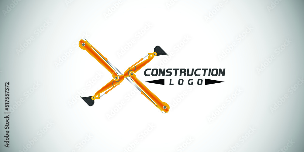 X letter construction logo with Excavator design Stock Vector | Adobe Stock