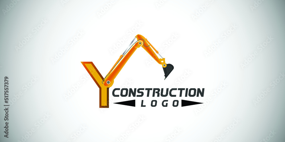 Y letter construction logo with Excavator design Stock Vector | Adobe Stock