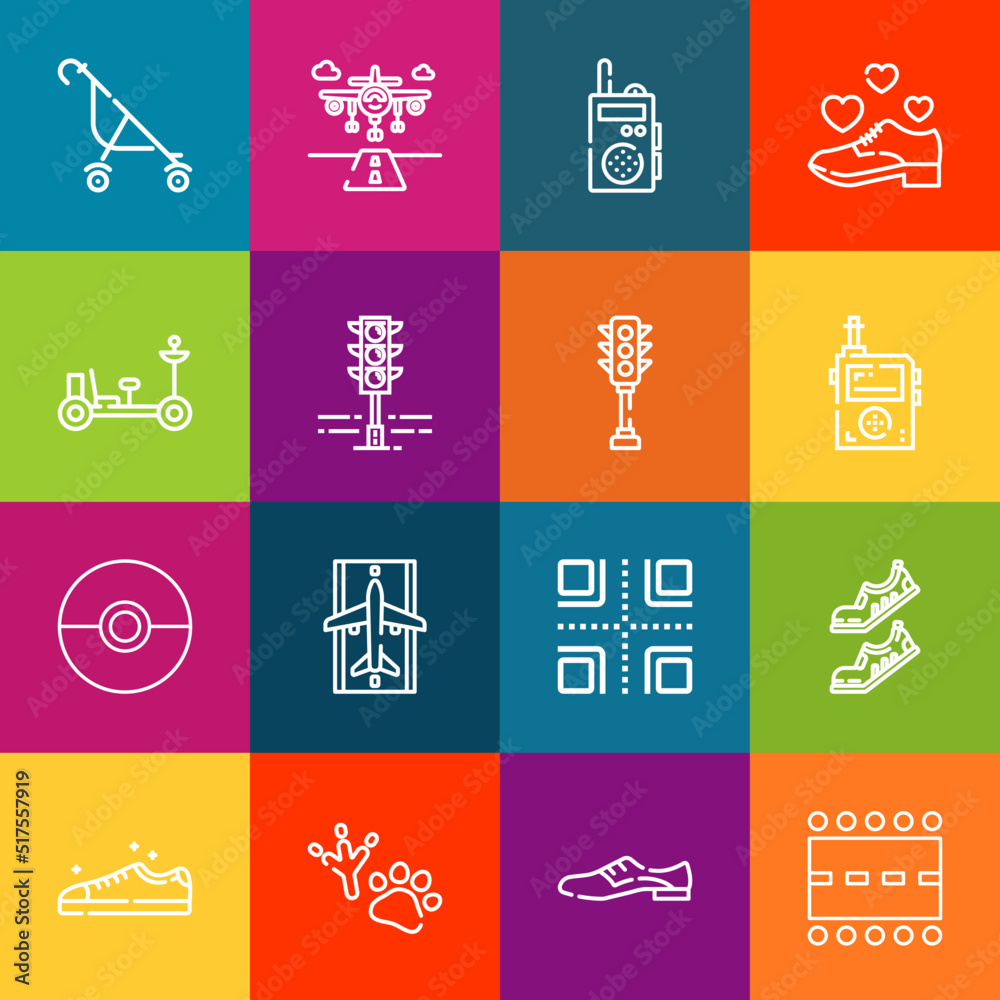 Modern thin line icons set of walk elements. Premium quality outline ...