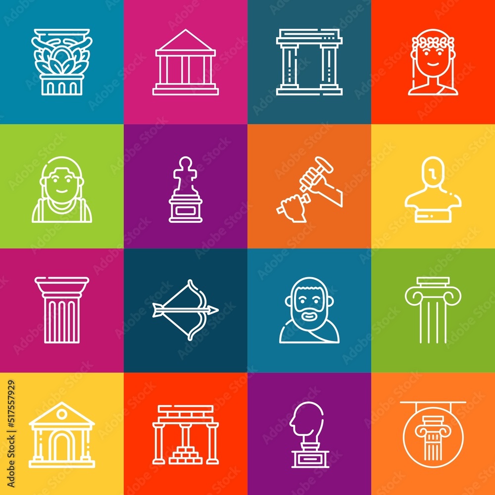 Modern thin line icons set of sculpture elements. Premium quality ...