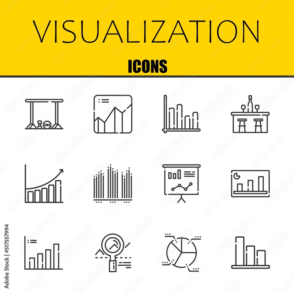 visualization vector line icons set. bar, graph and bar chart Icons ...