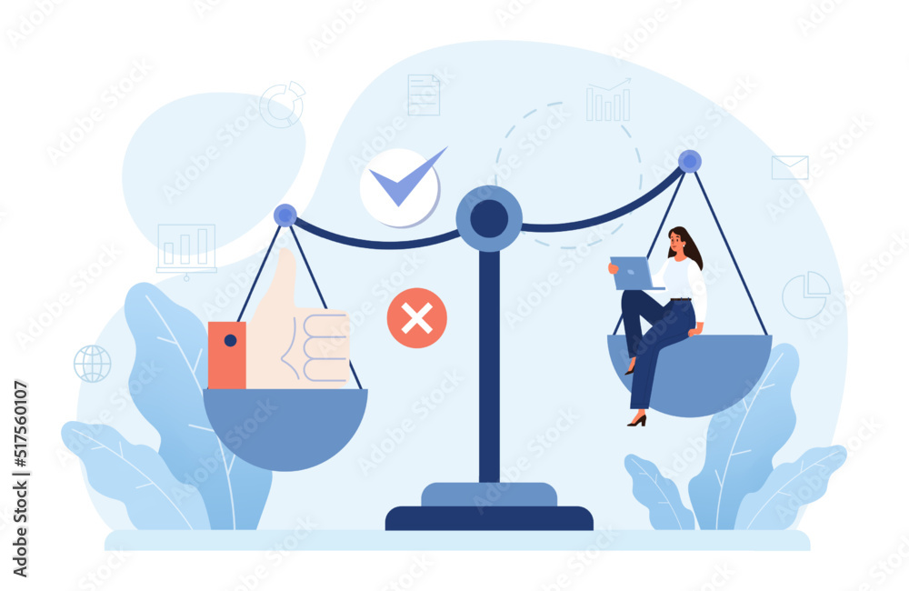 Comparison concept. Pros and cons with two choices. Risk and benefits ...