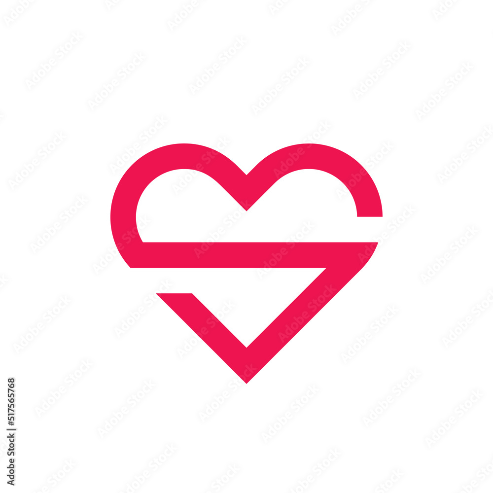 Initial letter S and heart logo combination, Alphabet S love logo icon ...