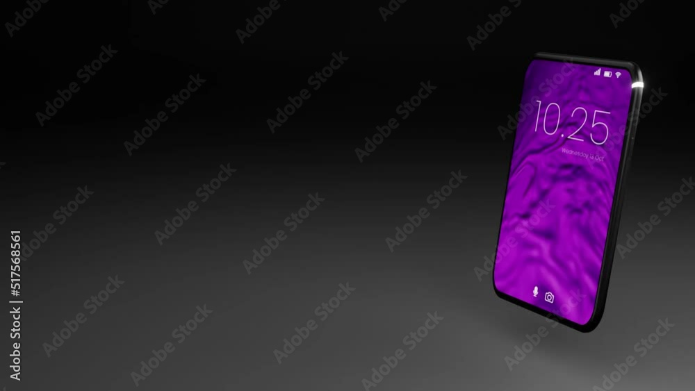 3D animation of a smartphone rotating across the screen from front to ...