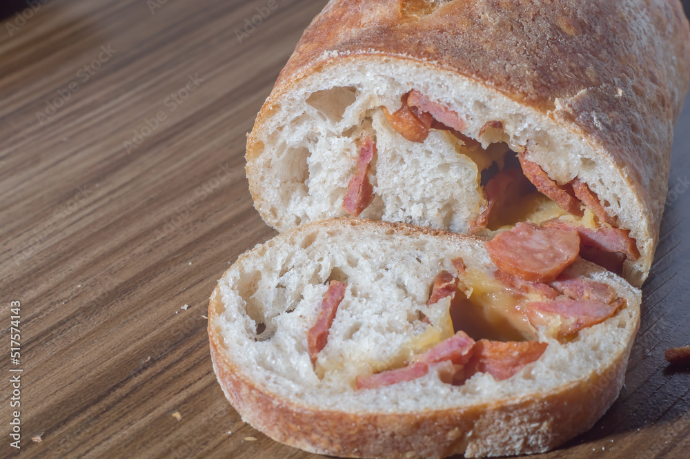 Handmade bread with natural fermentation stuffed with calabrian sausage ...