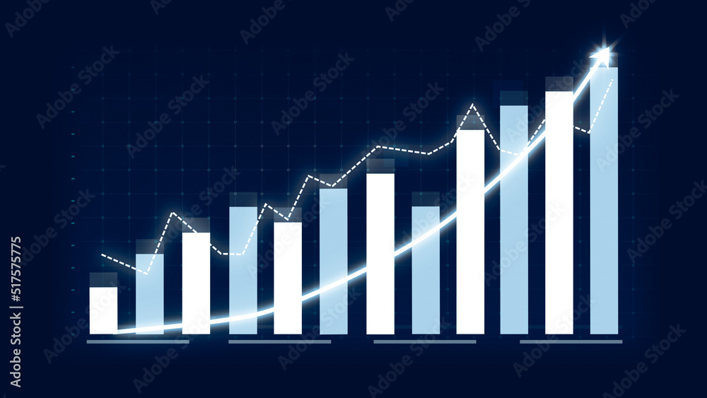 Business growth concept in allusive graph chart showing marketing sales ...