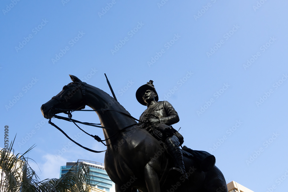 Australian soldier on horseback statue at Anzac Memorial Park, Brisbane ...