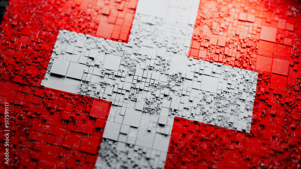 Colors of Switzerland rendered in a Futuristic 3D style. Swiss Network ...