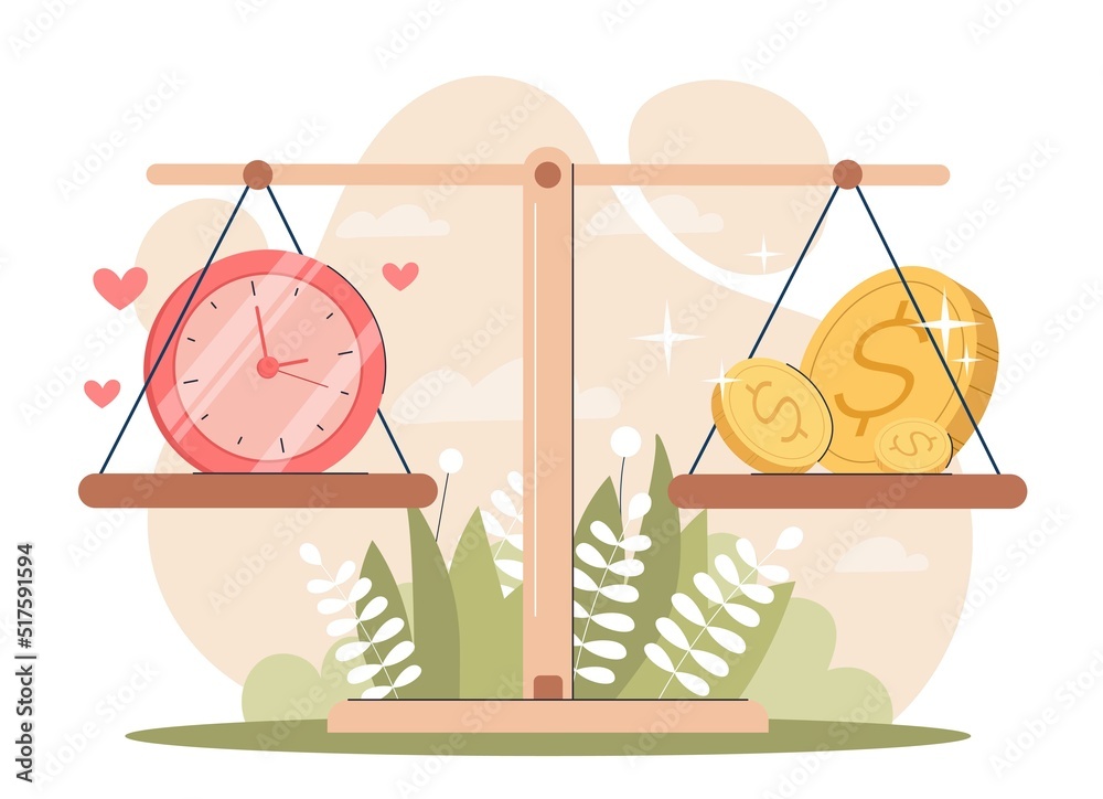 Time vs money. Comparison of free schedule with high incomes, choices ...