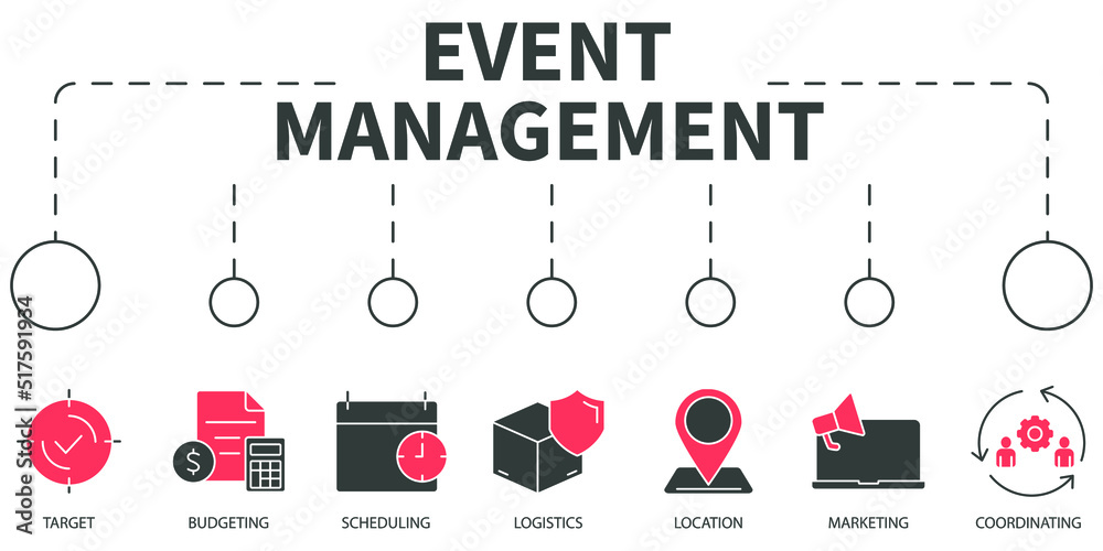 event management Vector Illustration concept. Banner with icons and ...