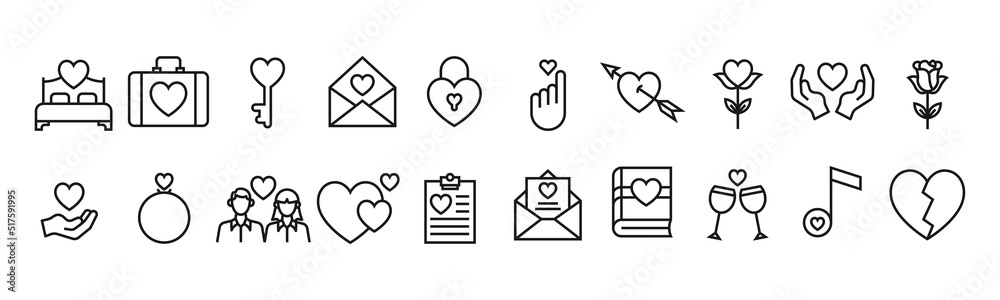Love line art icon set design template vector illustration Stock Vector ...