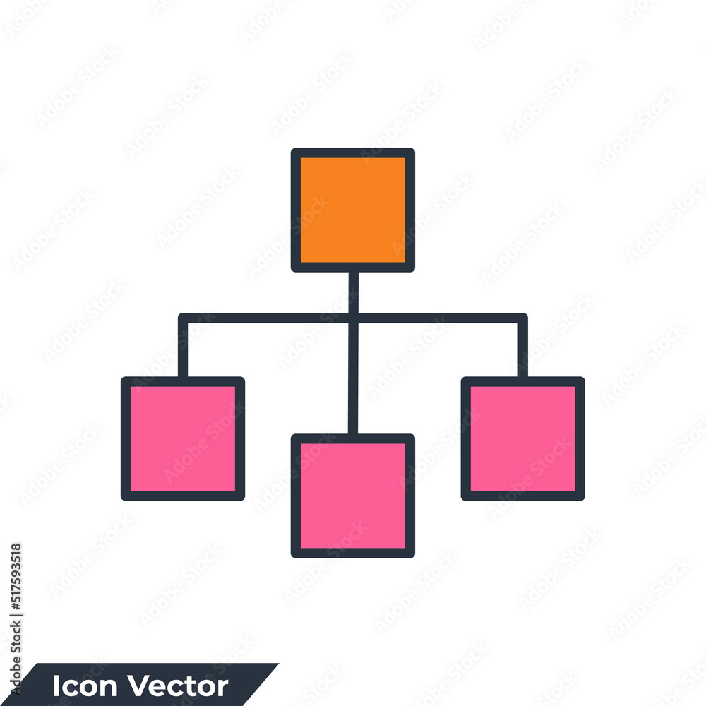 flow chart icon logo vector illustration. organization chart symbol ...