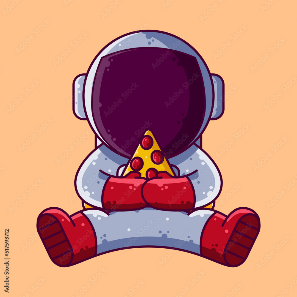 Cute Astronaut Eating Pizza Cartoon Vector Illustration. Cartoon Style ... Cute Astronaut Eating Pizza Cartoon Vector Illustration. Cartoon Style ...