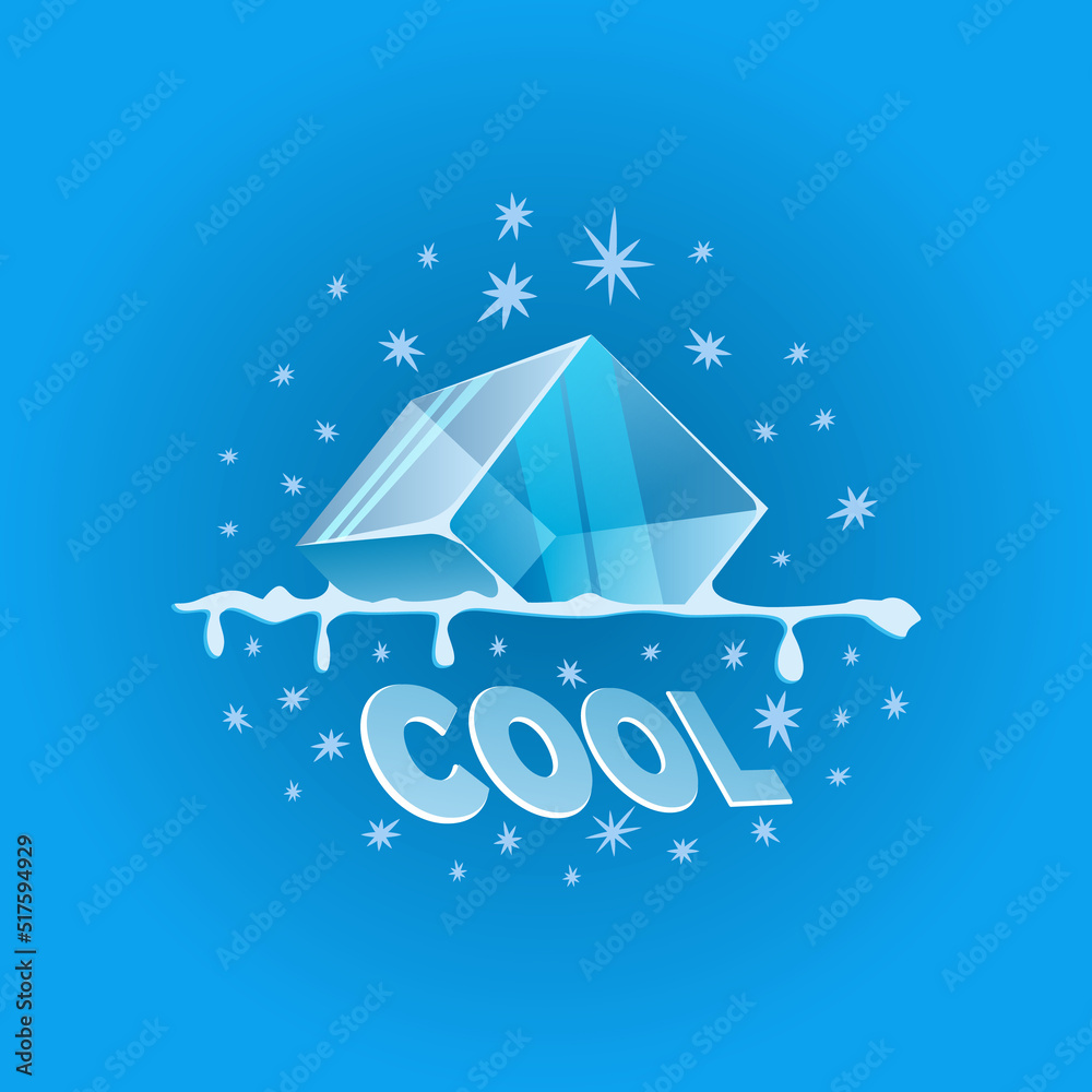 Vector melting ice cube icon with lettering text cool. Icy House logo ...