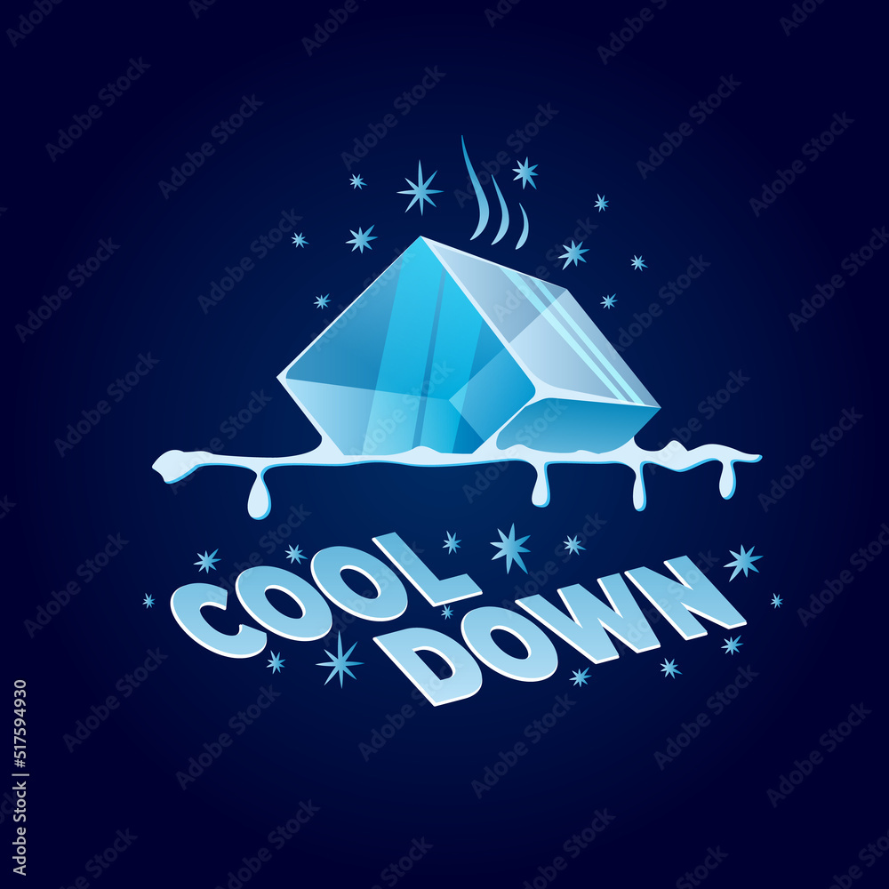 Vector melting ice cube icon with text cool down. Stock Vector | Adobe ...