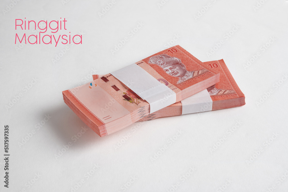 Bundle of Malaysia ringgit isolated on white background (Malaysia ...