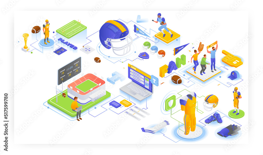 American football player, fans, uniform and protective equipment, live ...