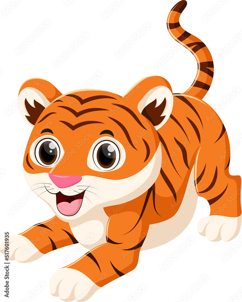 Cartoon cute little tiger isolated on white background Stock Vector ...