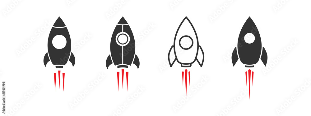 Rocket launching icon set design template vector illustration Stock ...