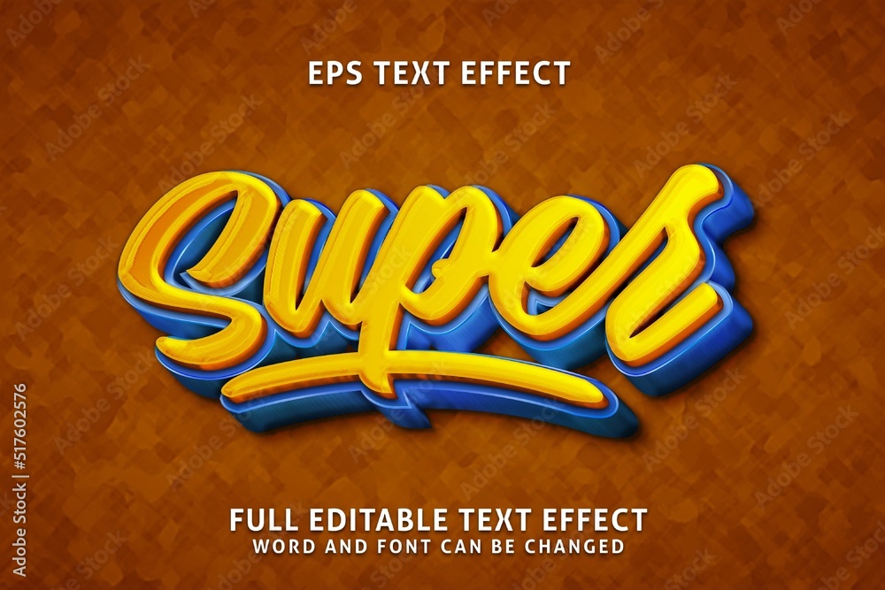 super 3d text effect premium vectors Stock Vector | Adobe Stock