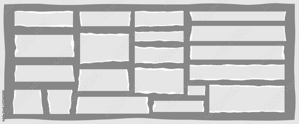 Edge grunge cardboard header background, blank ripped paper shred ...