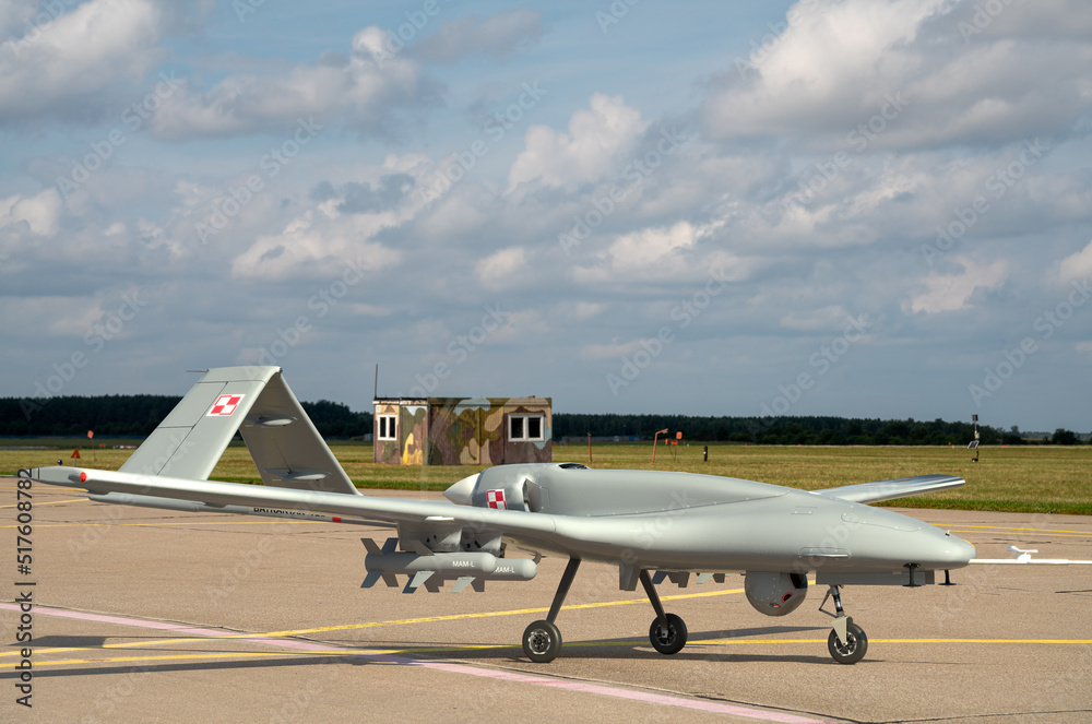 Turkish combat drone Bayraktar TB 2 in the colours of the Polish armed forces Stock Photo ...