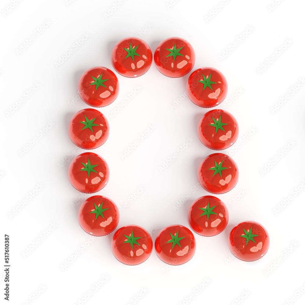 Capital letter Q from pomodoro kitchen timer. Font from shiny red ...