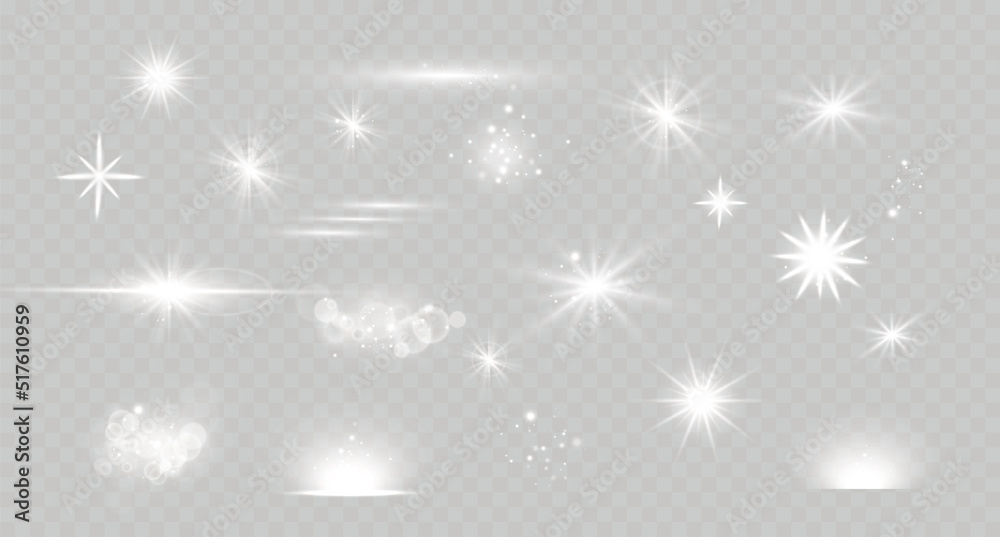 Glow effect. Star on transparent background.Bright sun. Vector ...