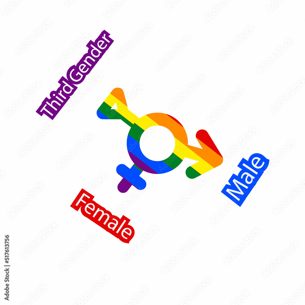 icons of female, male and third gender on white background made in lgbt ...