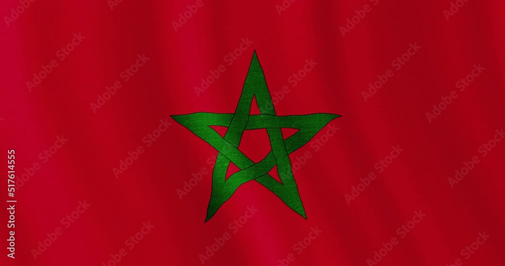 Moroccan flag seamless loop animation. 4k animation background with ...