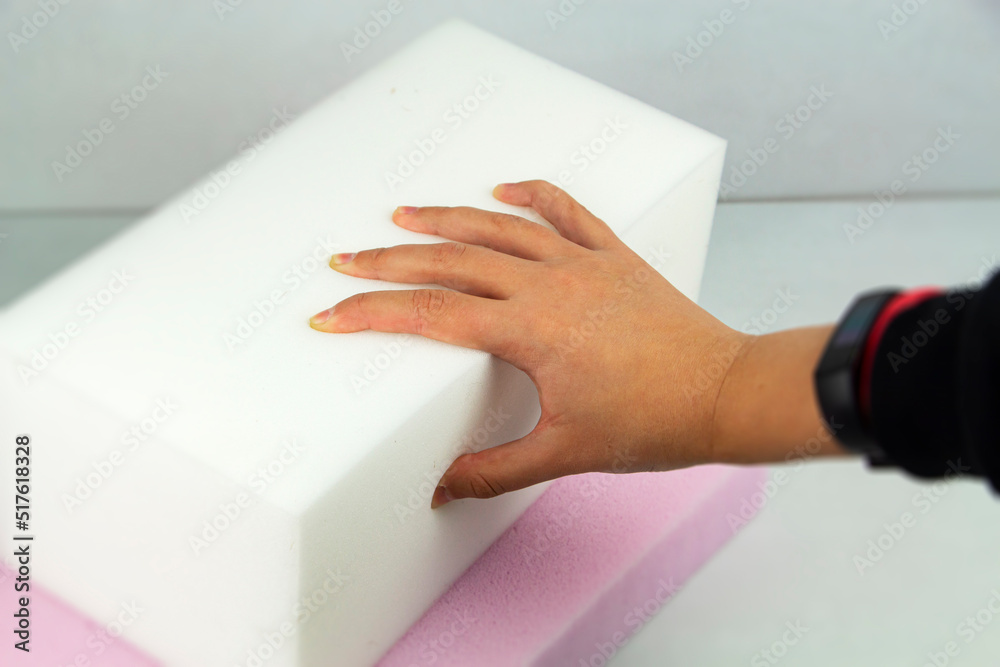 Poster the hand presses on the surface of the rubber foam – Wall Art ...