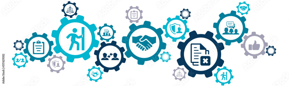 offboarding hr measures vector illustration. Concept with connected ...