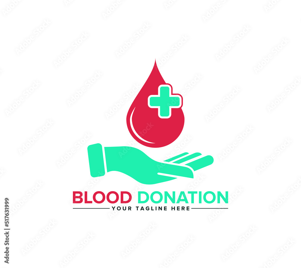 Blood Donation logo design on white background, Vector illustration ...