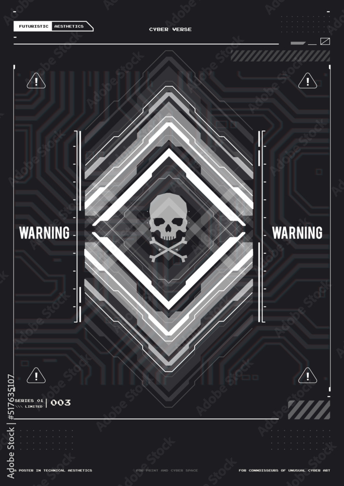Tech Abstract poster template with HUD elements. cyber culture, Modern ...