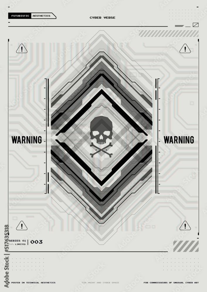Tech Abstract poster template with HUD elements. cyber culture, Modern ...