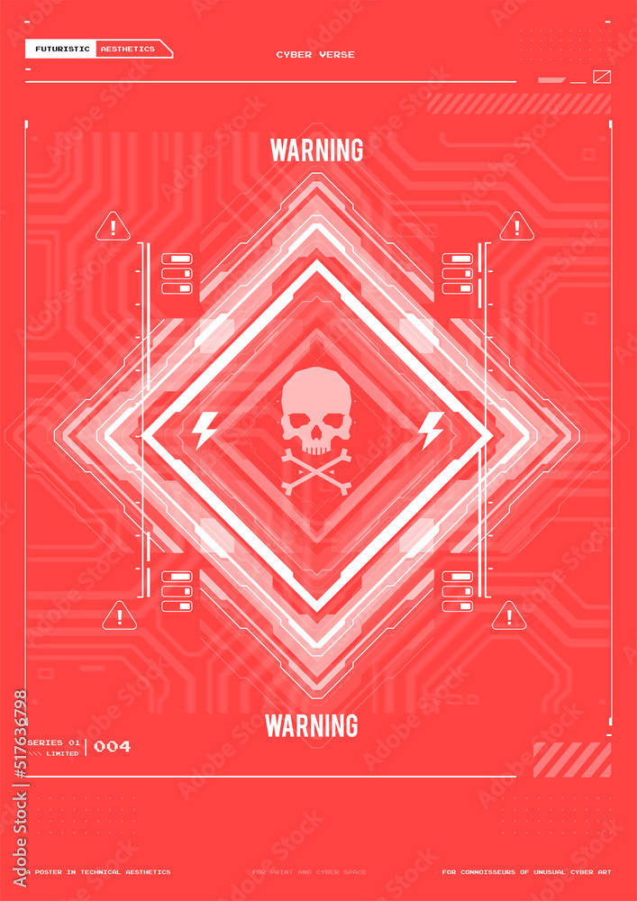Tech Abstract poster template with HUD elements. cyber culture, Modern ...