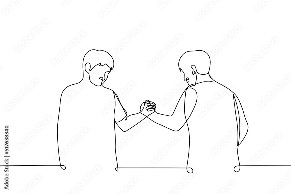 two beat hands, handshake - one line drawing vector. concept make a ...