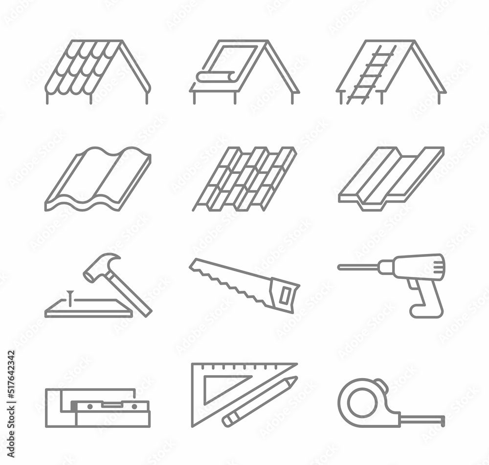 roofing icon. step of roofing construction buildings roof installation ...