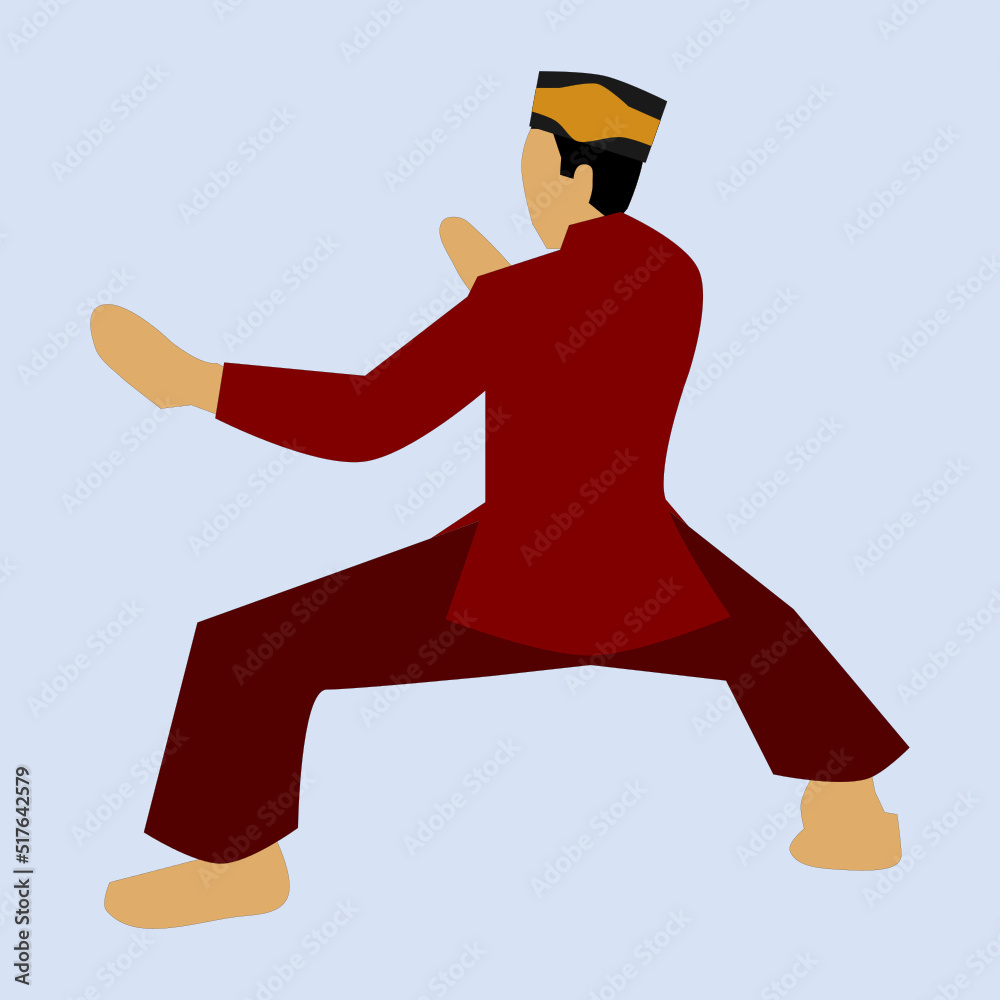 Vector illustration of a "Pencak Silat" martial artist doing a fighting ...