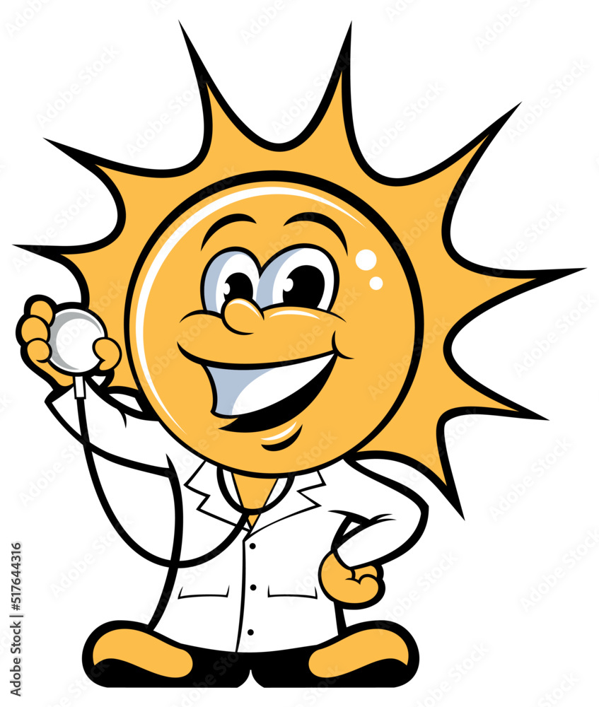 Cartoon style sun character, sunny doctor vector image Stock Vector ...