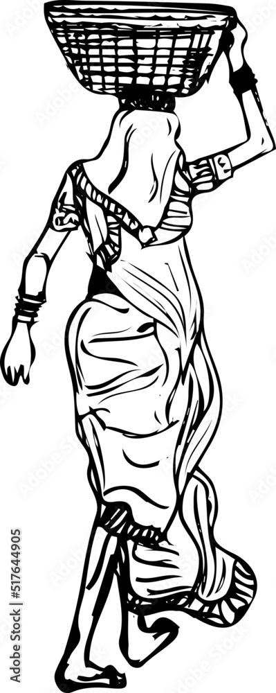 Vettoriale Stock Indian Working Women Vectors And Illustrations Sketch