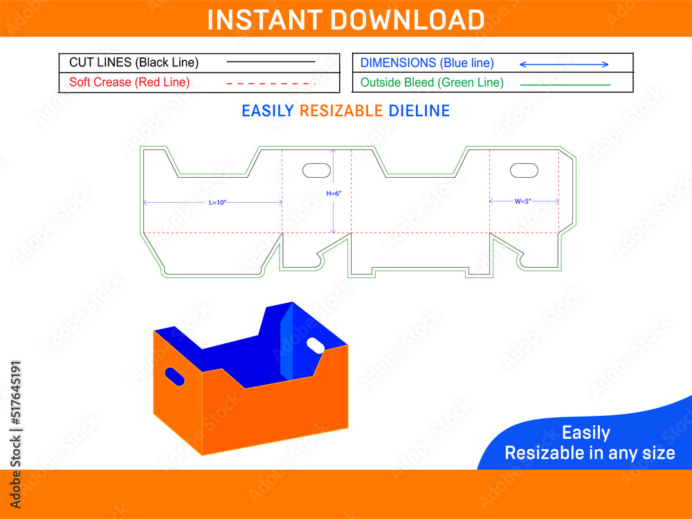 Fruits box packaging dieline template and 3D box design Stock Vector ...